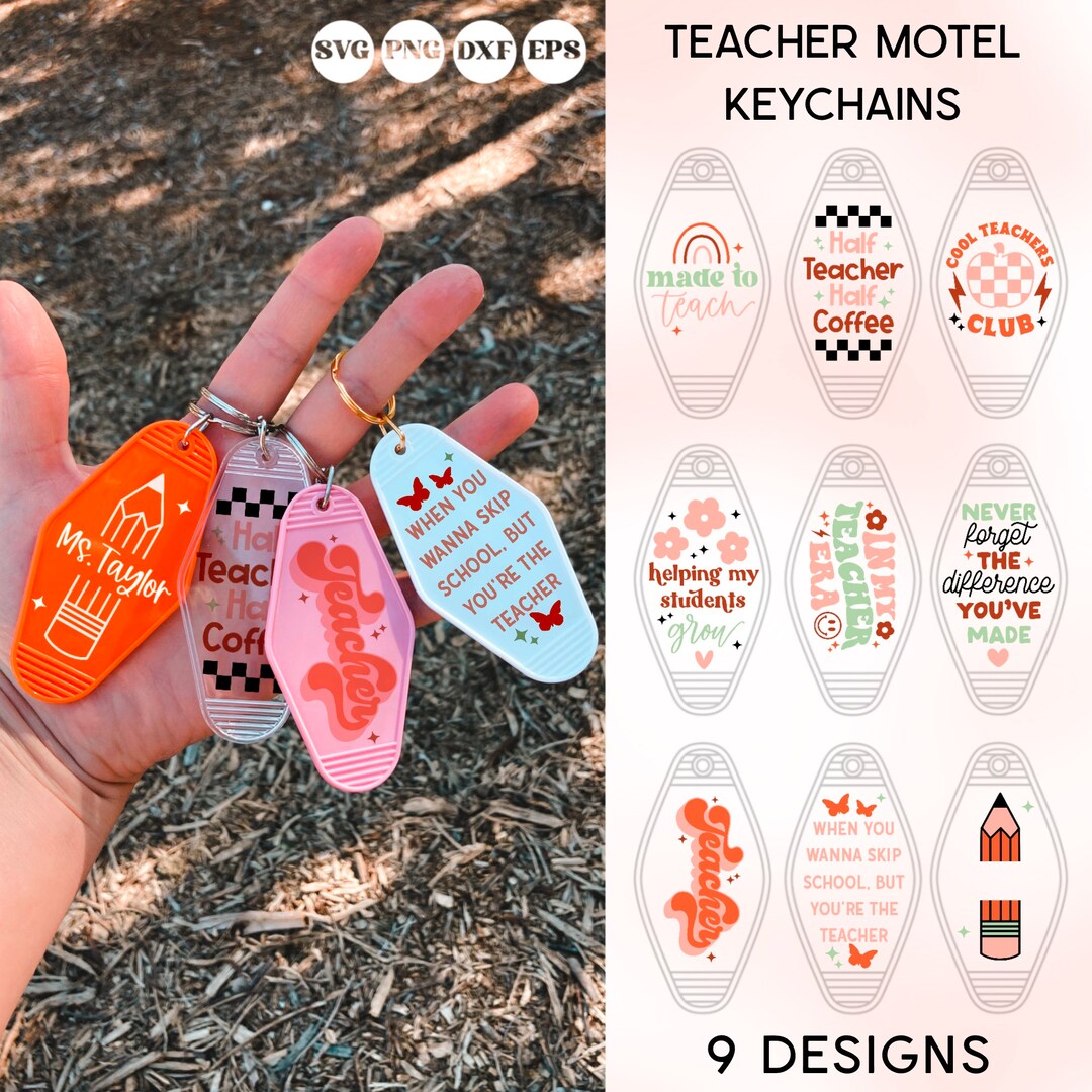 Teacher Motel Keychain Svg, Retro Motel Keychain Svg, Teacher Keychain ...