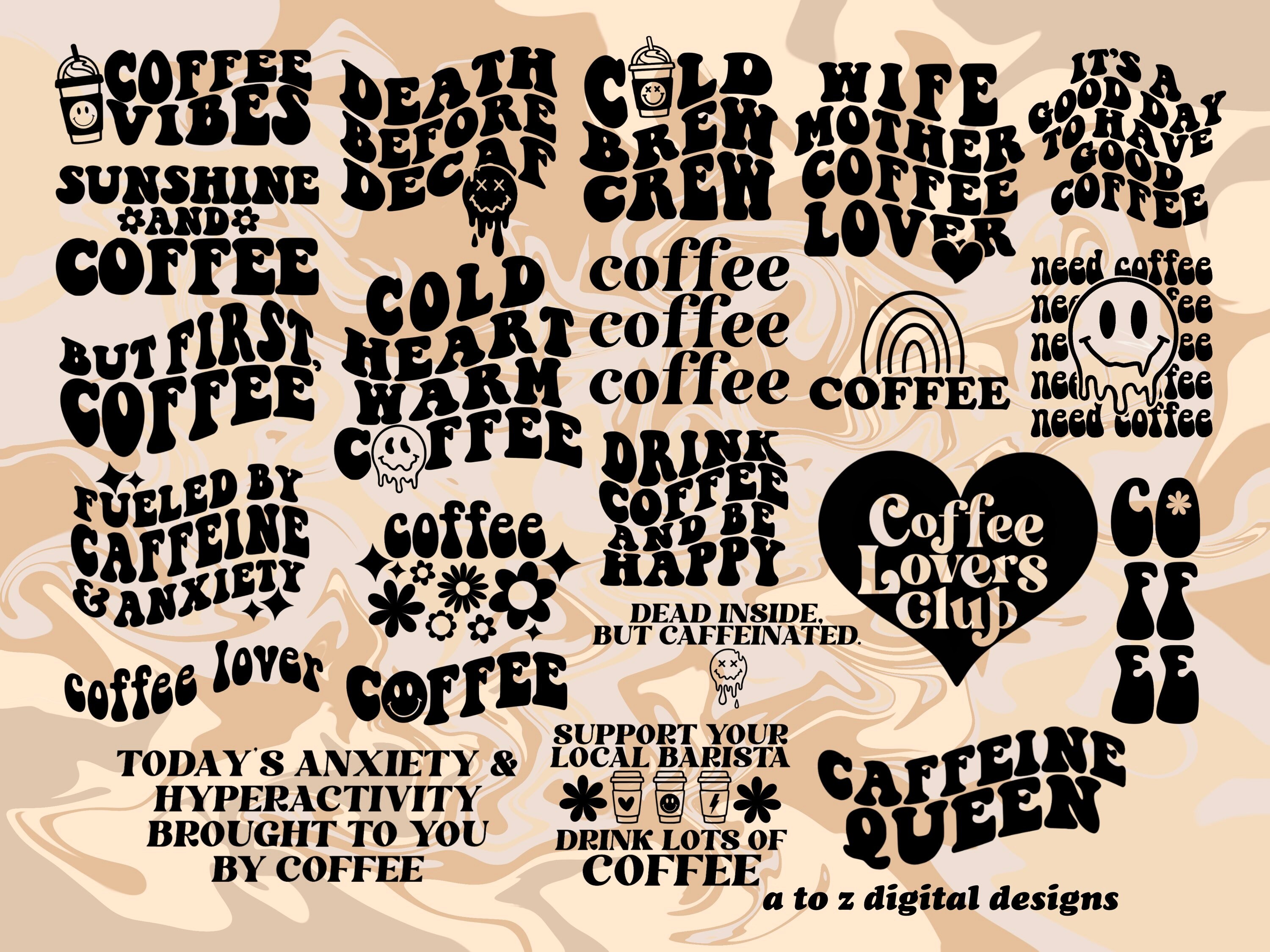 Retro Coffee Svg Coffee Svg Iced Coffee Svg Wavy Coffee - Etsy UK
