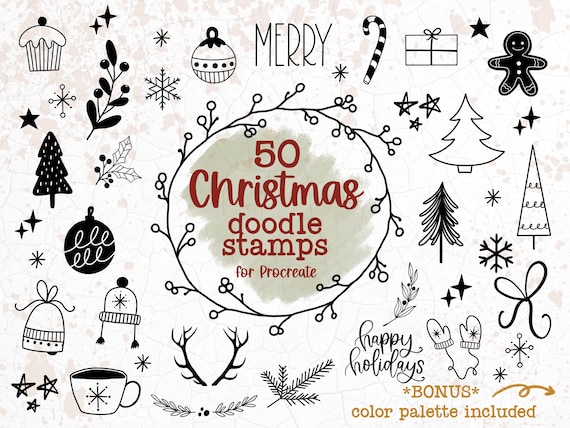 Art & Collectibles 50 Procreate Snowflake Brushes Procreate Christmas ...