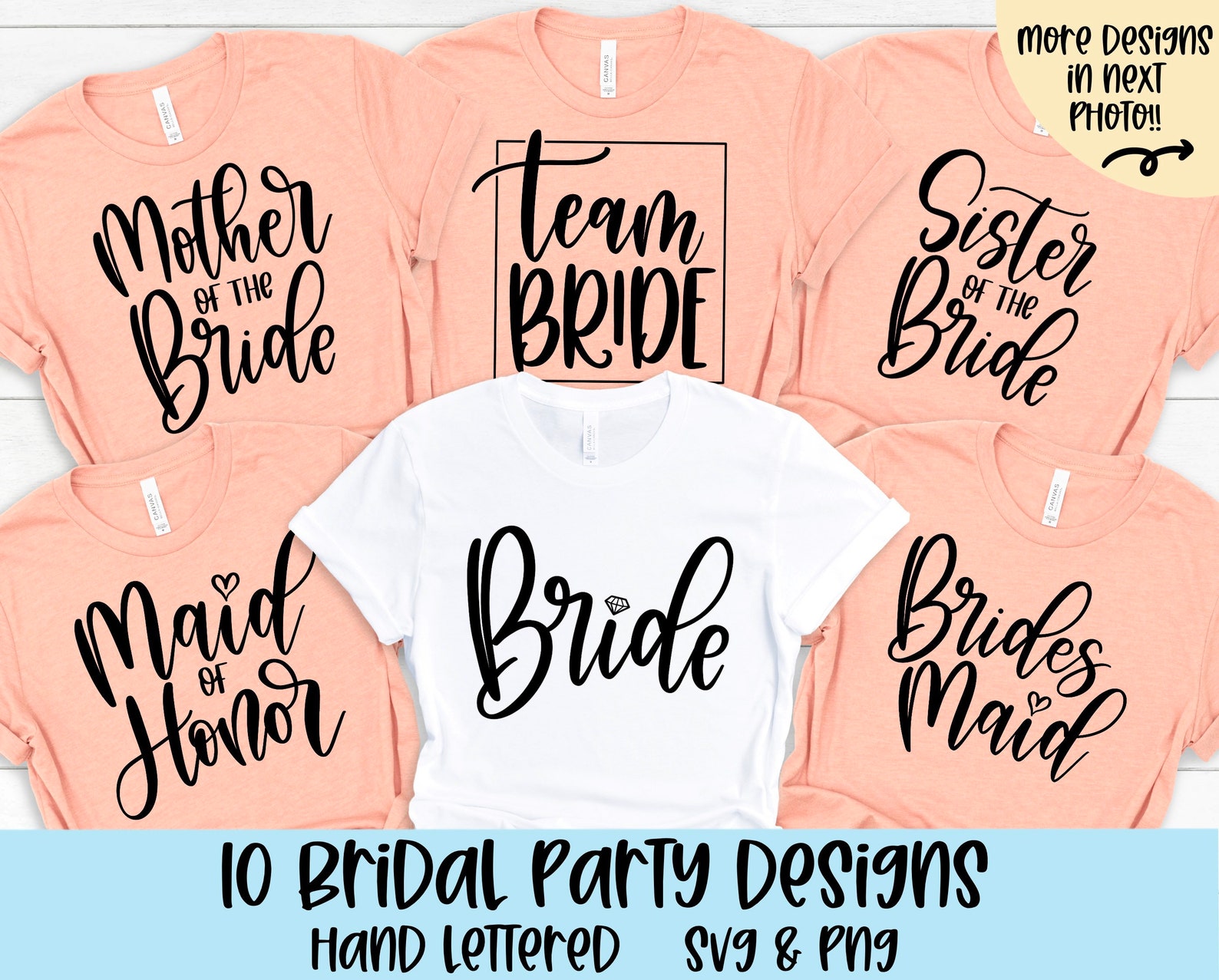 Bridal Party Svg Bundle Hand Lettered Bachelorette Shirt Svg Etsy