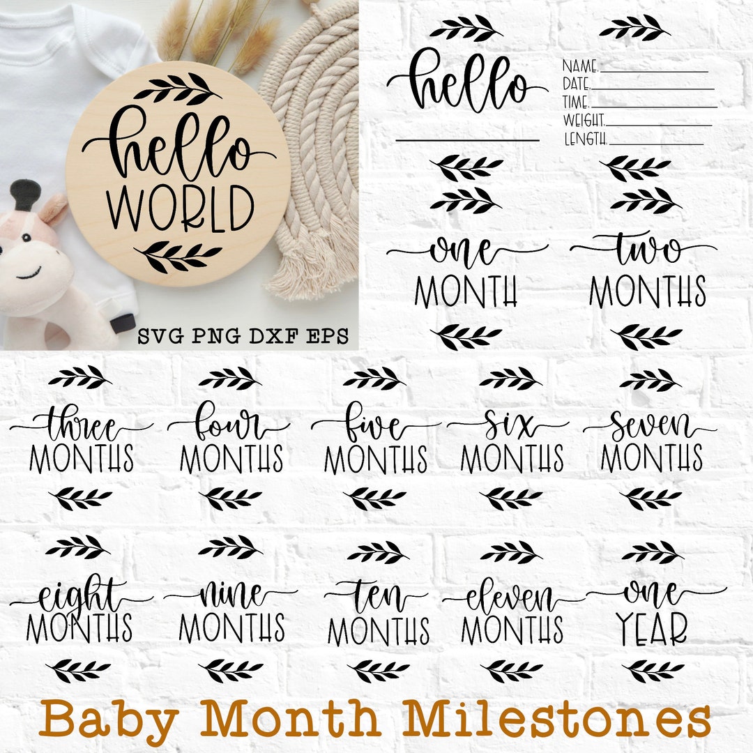 Baby Milestones Svg, Baby Announcement Svg, Hello World Svg, Birth ...