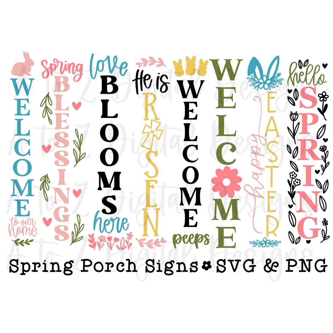 Spring Porch Sign Svg, Easter Porch Sign Svg, Porch Sign Svg Bundle ...
