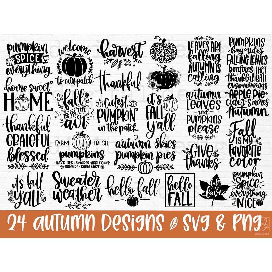 Fall Svg Fall Svg Bundle Hand Lettered Autumn Svg Thanksgiving Svg ...