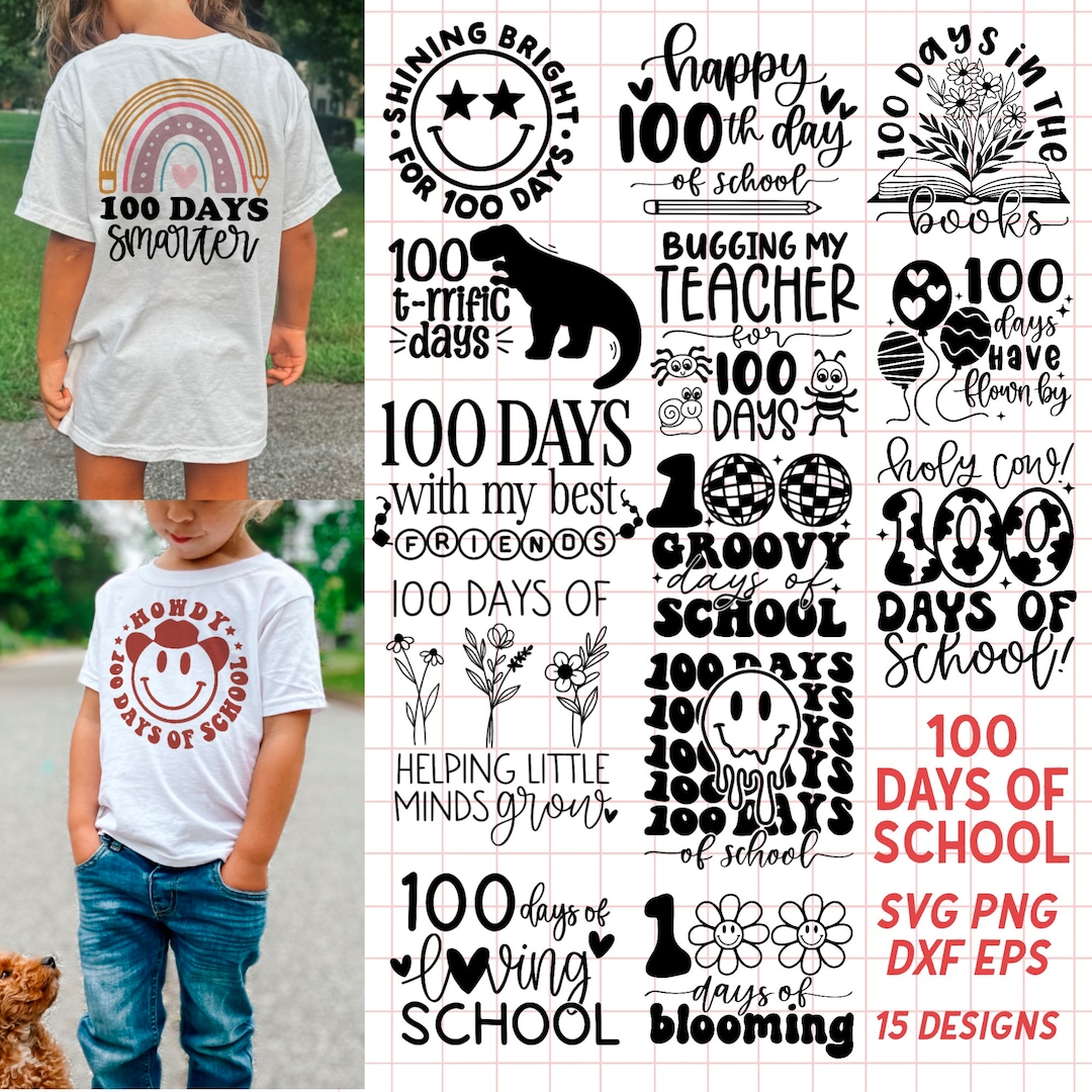100 Days of School Svg Bundle, 100th Day of School Svg, Retro 100 Days ...