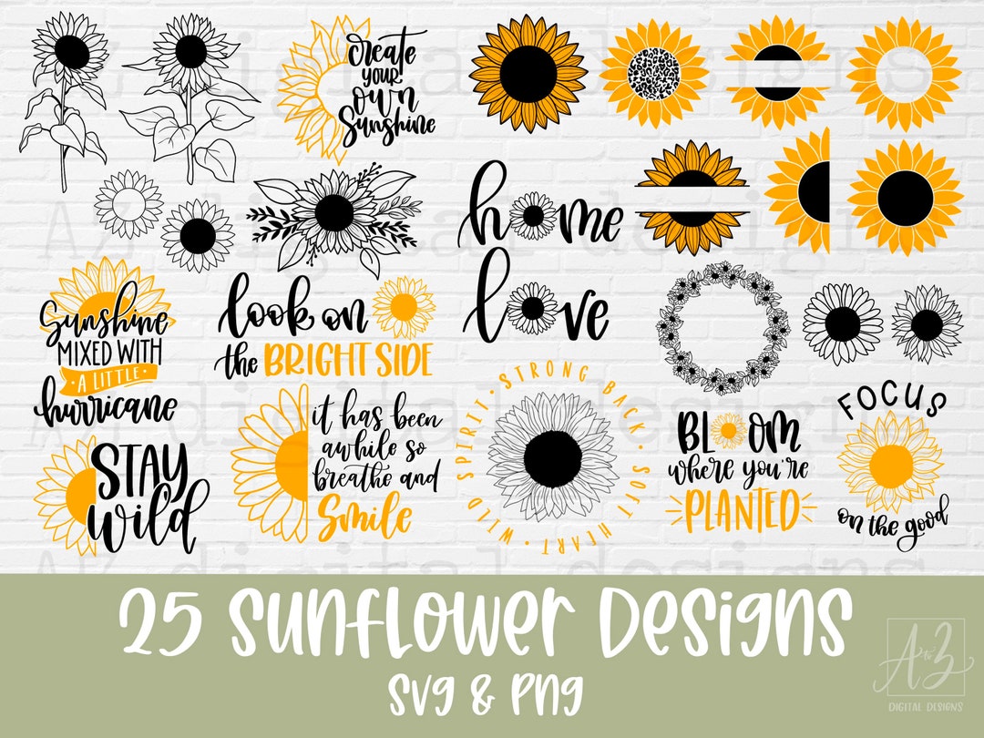 Sunflower Svg Bundle | Sunflower Svg | Half Sunflower Svg | Sunflower ...