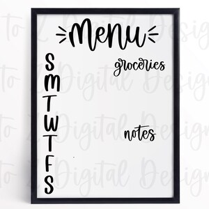 Menu Svg, Weekly Menu Svg, Menu Board Svg, Kitchen Svg, Menu Template ...
