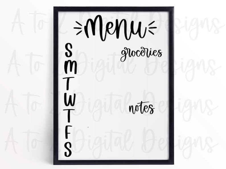 Menu Svg Weekly Menu Svg Menu Board Svg Kitchen Svg Menu - Etsy UK