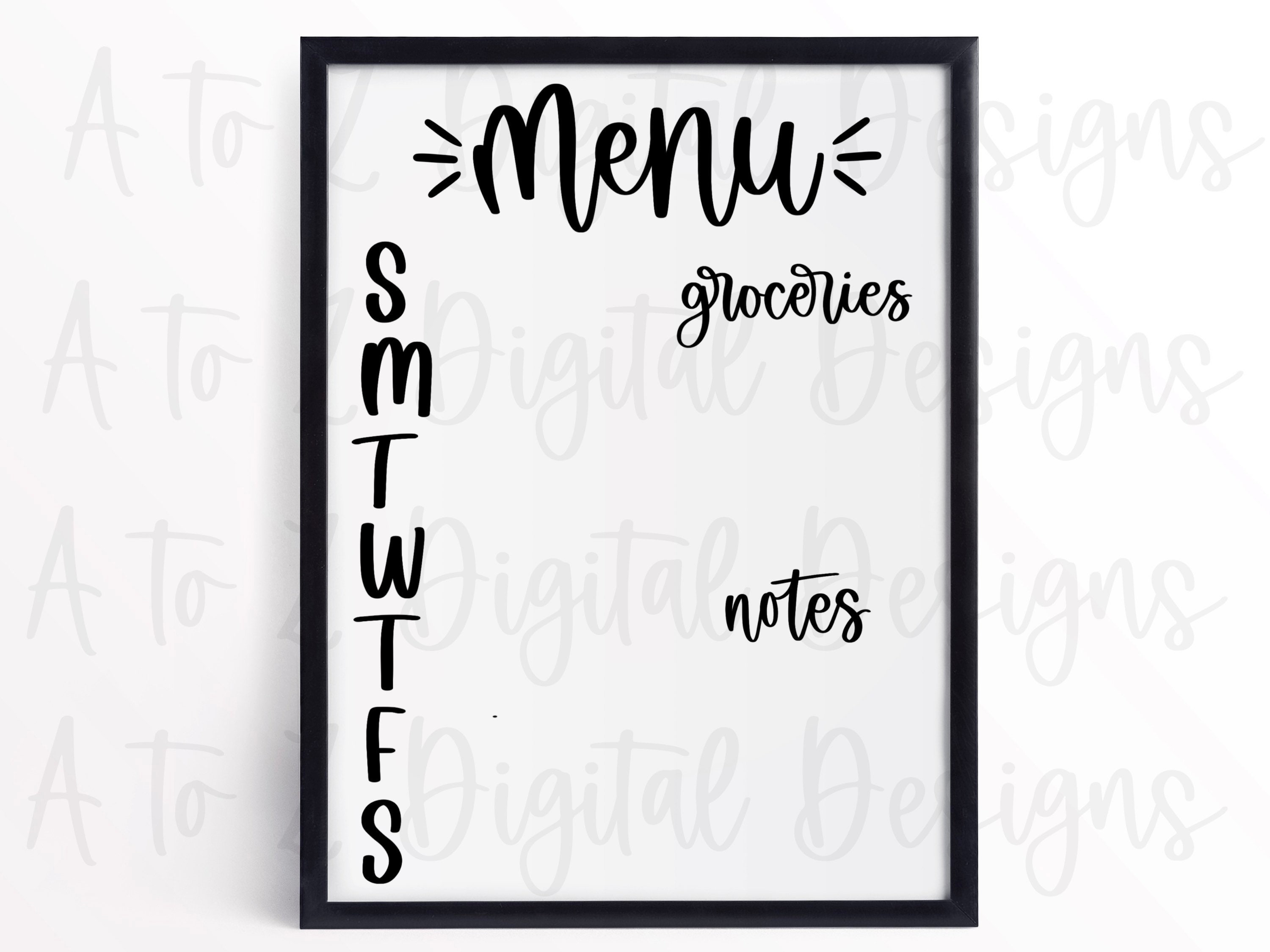 Menu Svg, Weekly Menu Svg, Menu Board Svg, Kitchen Svg, Menu Template ...