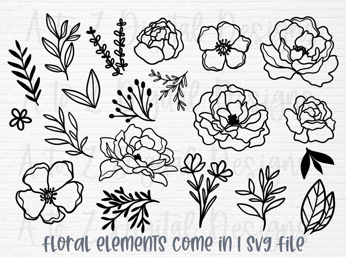 Flower Svg Bundle | Floral Arrangement Svg | Floral Svg | Wildflower ...