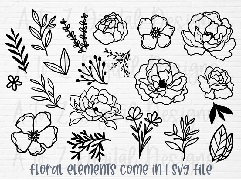 Flower Svg Bundle | Floral Arrangement Svg | Floral Svg | Wildflower ...