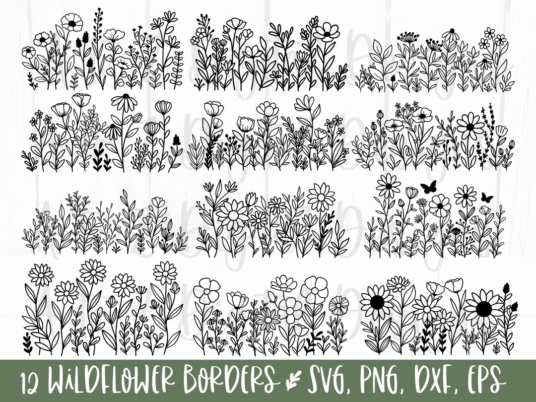 Wildflowers Svg Wildflower Border Svg Floral Svg Flower - Etsy UK