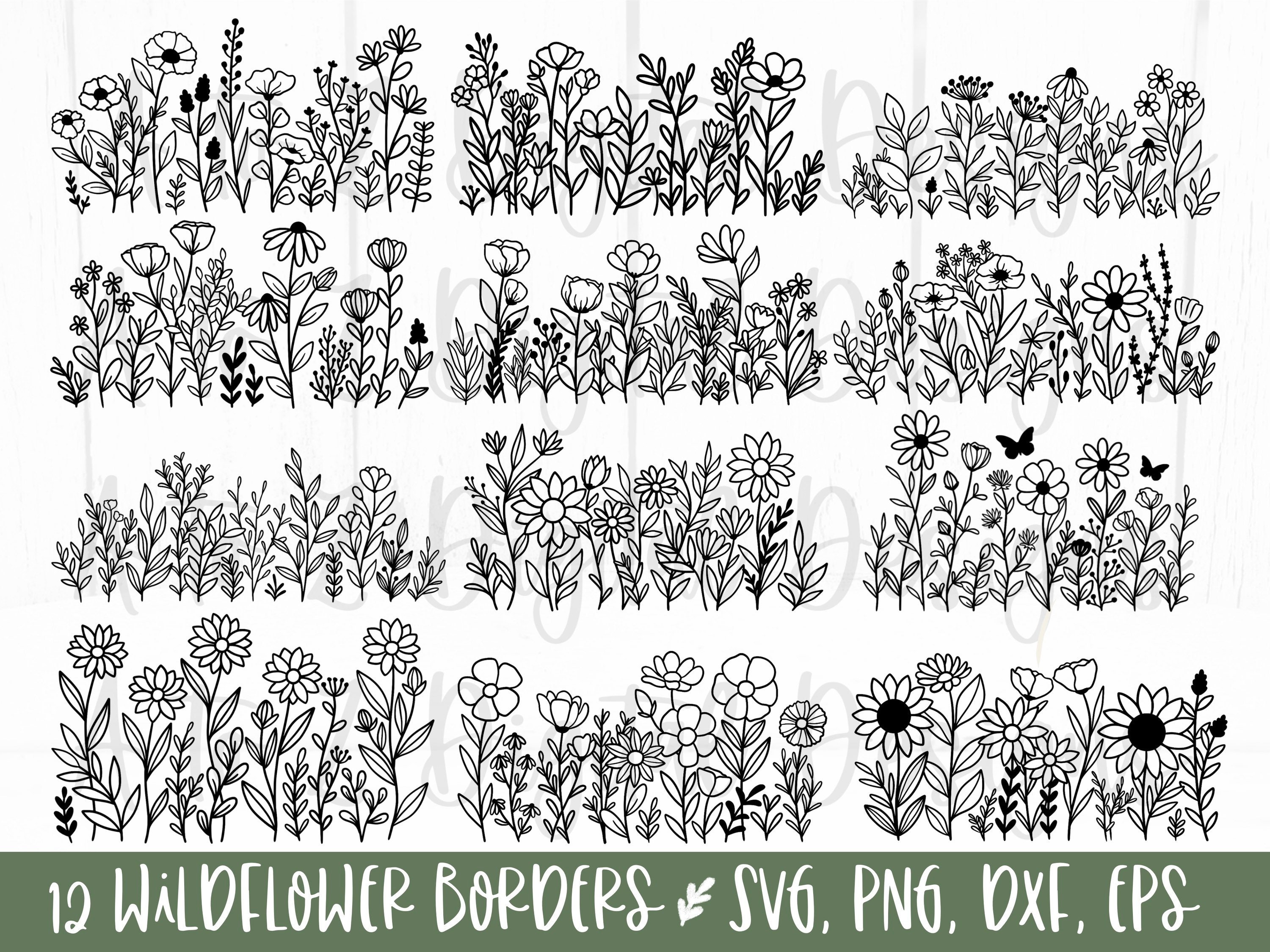 Wildflowers Svg Wildflower Border Svg Floral Svg Flower - Etsy Australia