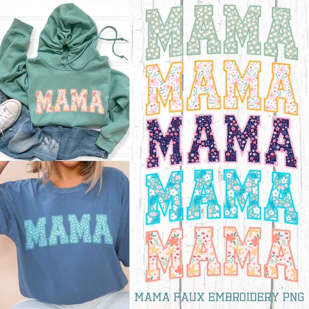 Mama Embroidered Png, Mama Faux Embroidery Png, Mama Varsity Letters ...