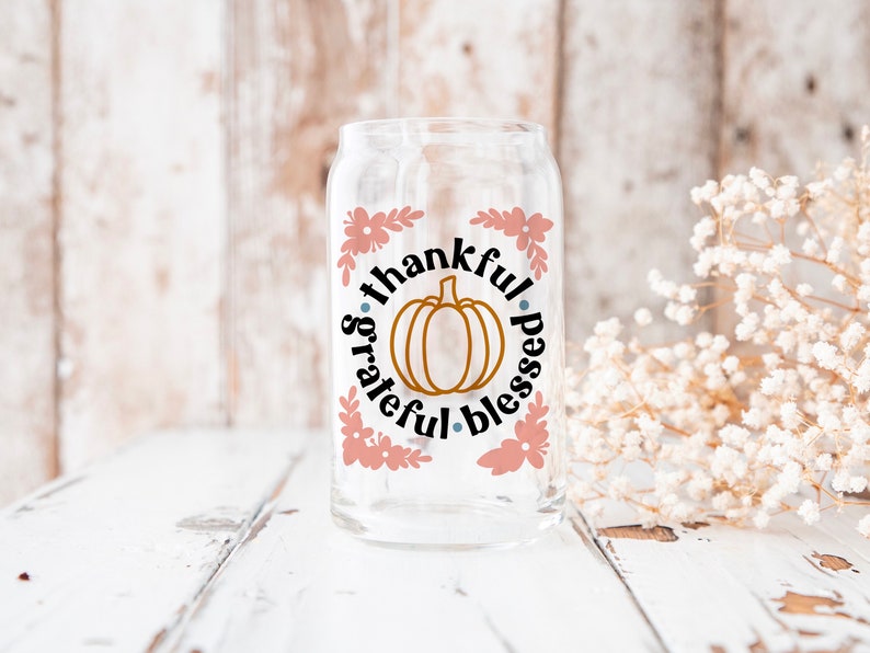 Pumpkin 16 Oz Glass Can Wrap Svg, Fall Glass Can Svg, Boho Pumpkin Can ...