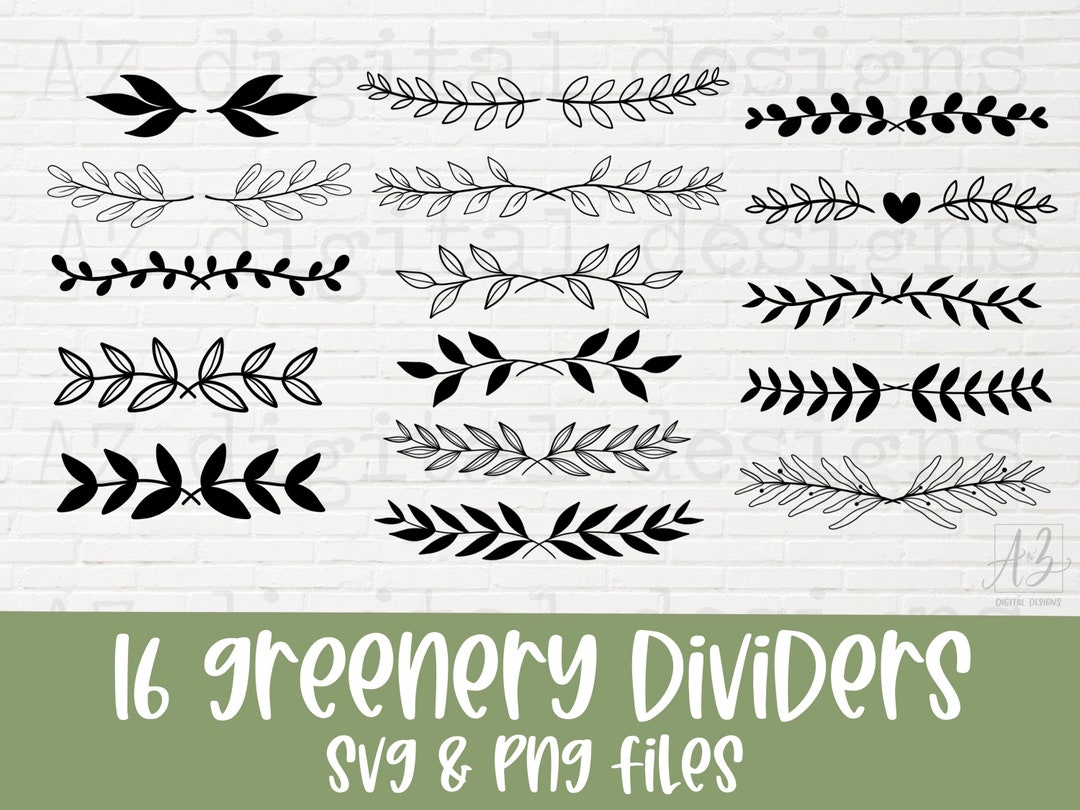 Greenery Leaf Divider Svg Bundle | Decorative Border Svg | Leaves Svg ...
