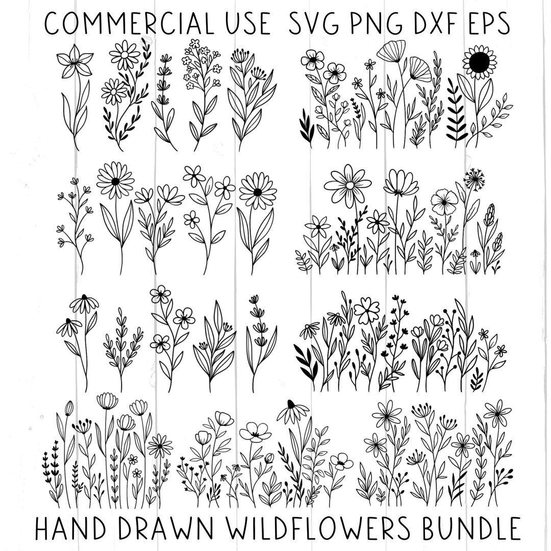 Wildflower Svg and Png Bundle, Wildflowers Svg, Flower Svg, Flower Png ...