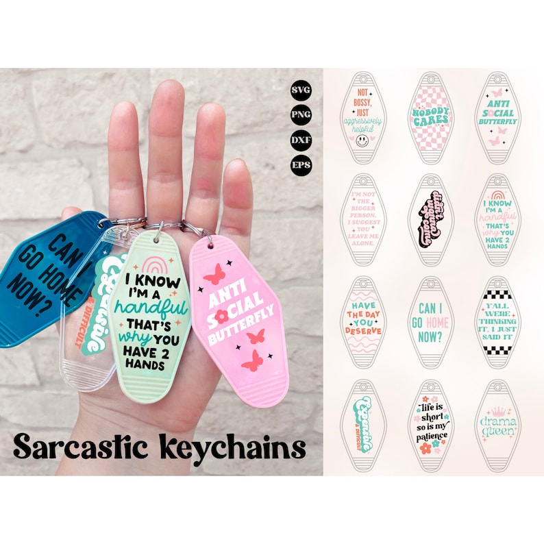 Sarcastic Motel Keychain Svg, Retro Motel Keychain Svg, Sassy Keychain ...