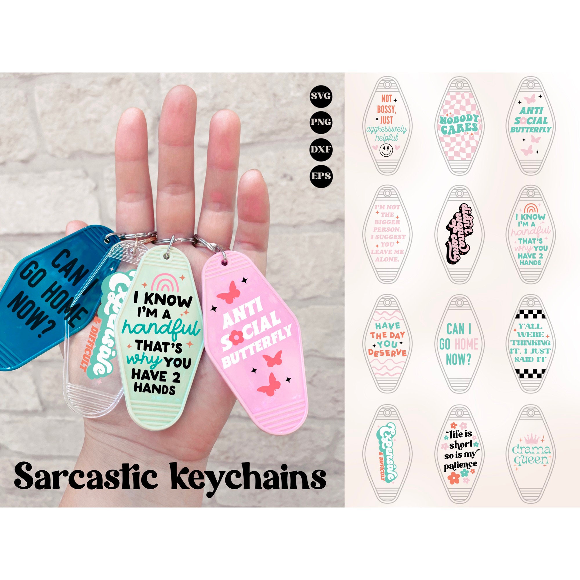 Sarcastic Motel Keychain Svg, Retro Motel Keychain Svg, Sassy Keychain ...