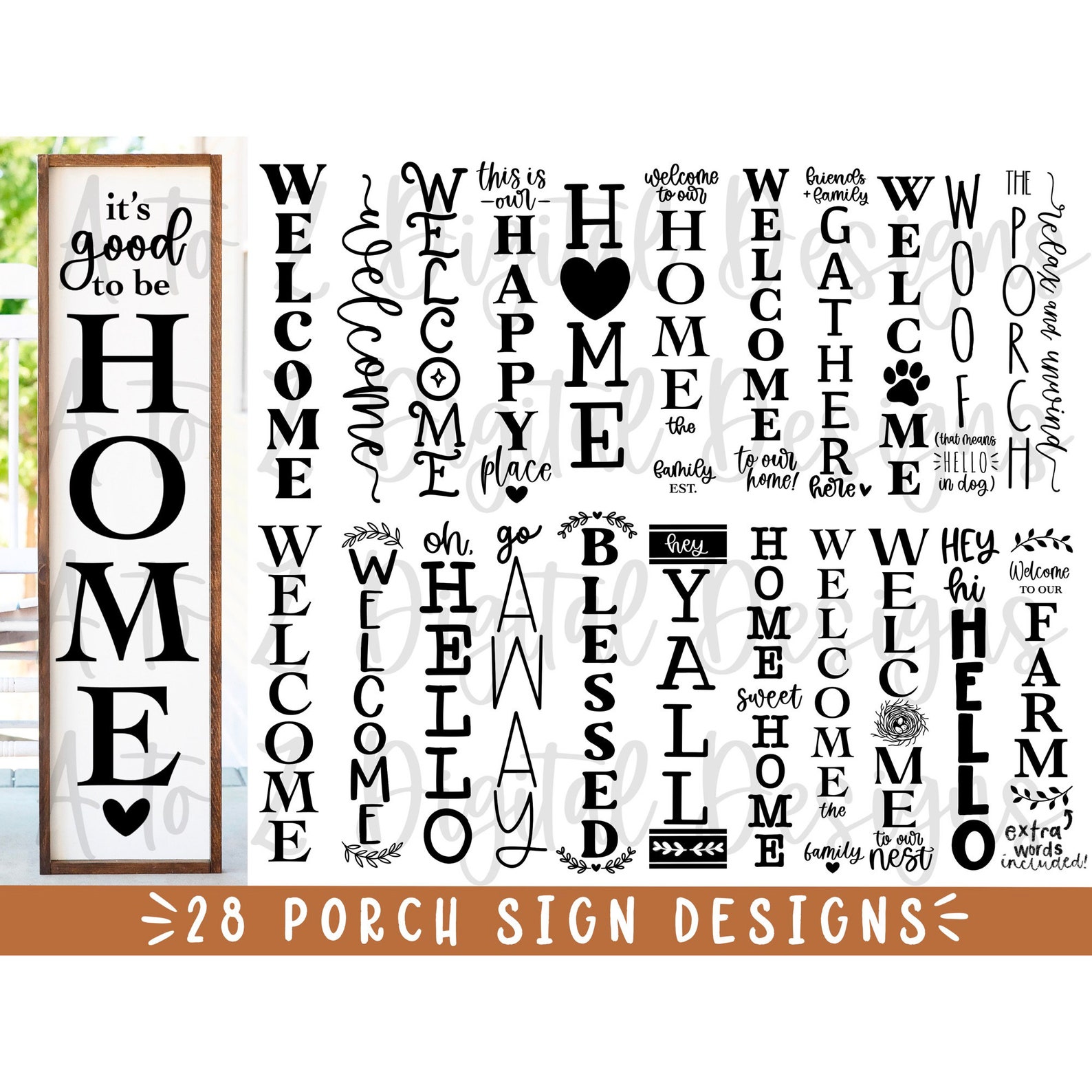 Porch Sign Svg, Porch Sign Svg Bundle, Welcome Svg, Vertical Welcome ...