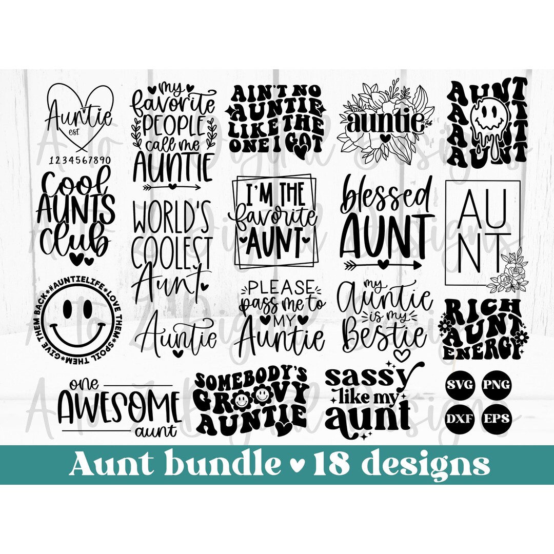 Aunt Svg Bundle, Auntie Svg, Retro Aunt Svg, Auntie Shirt Svg, Auntie ...