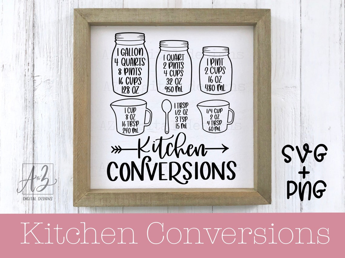 Kitchen Conversions Chart Svg Recipe Cheat Sheet Svg - Etsy
