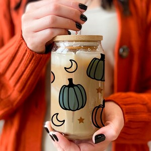 Pumpkin 16 Oz Glass Can Wrap Svg, Fall Glass Can Svg, Boho Pumpkin Can ...
