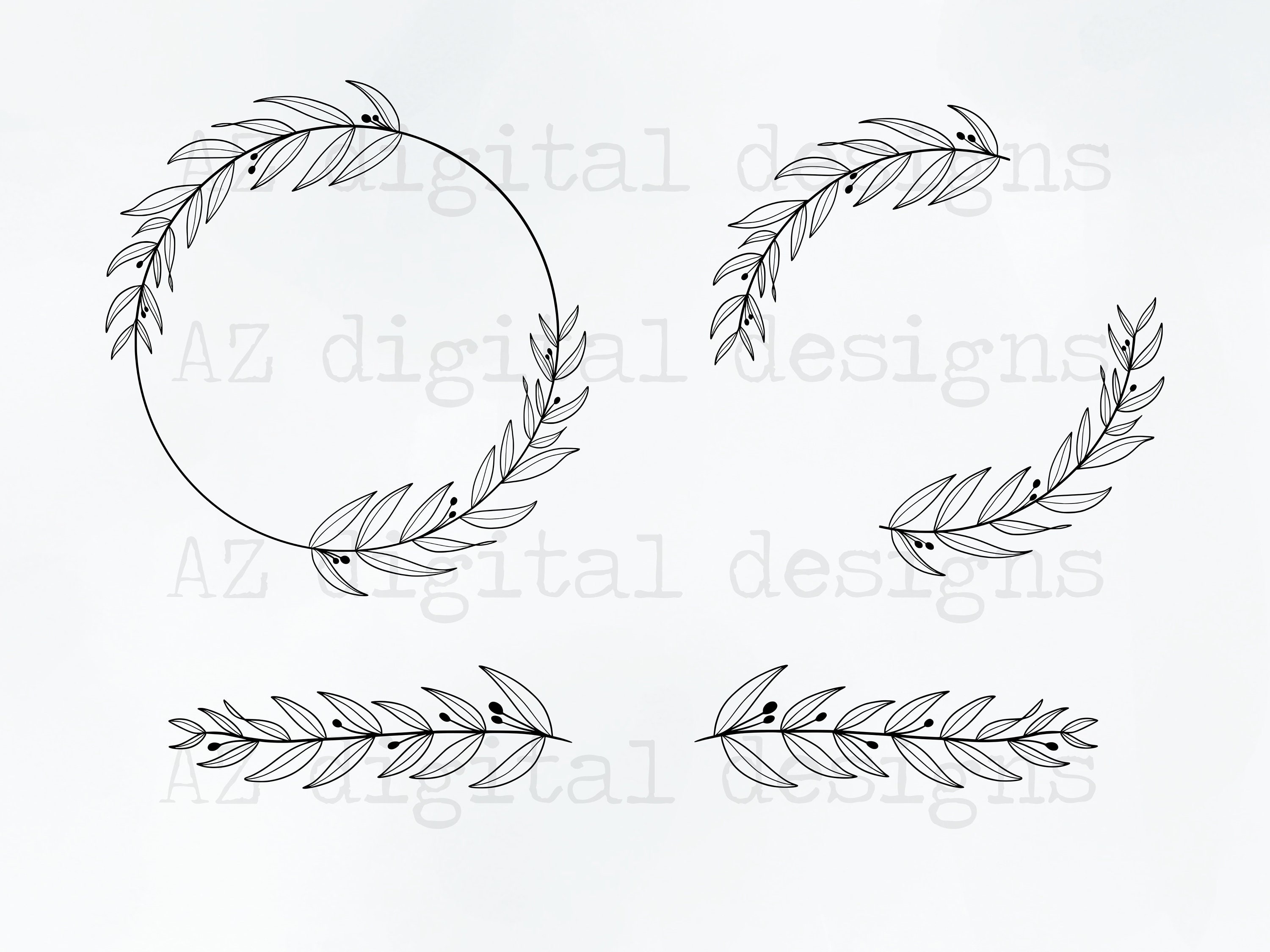 Greenery Wreaths Bundle Svg Floral Frames Svg Bundle - Etsy