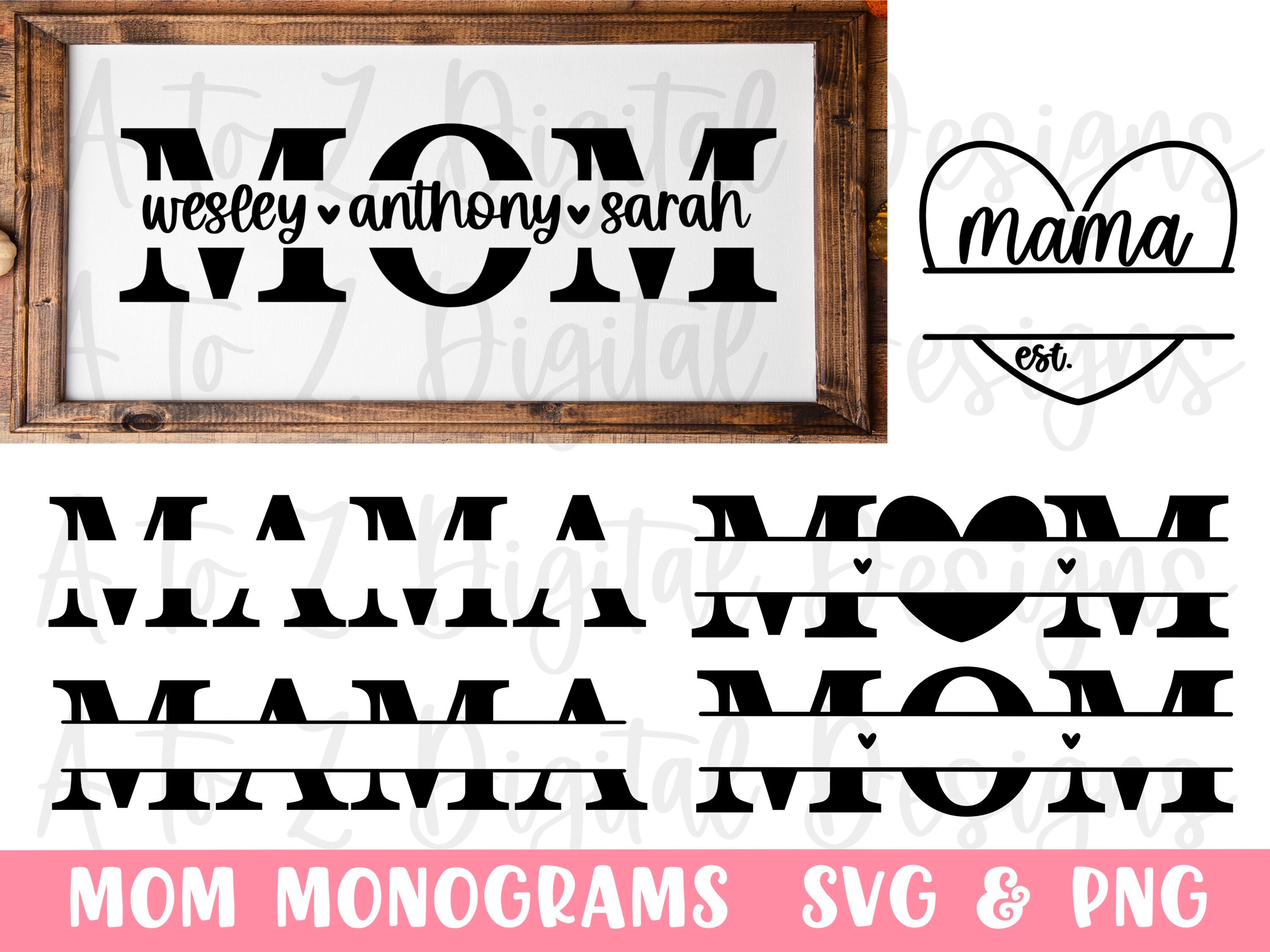Mamá svg mamá svg mamá monograma svg día de las madres svg - Etsy México