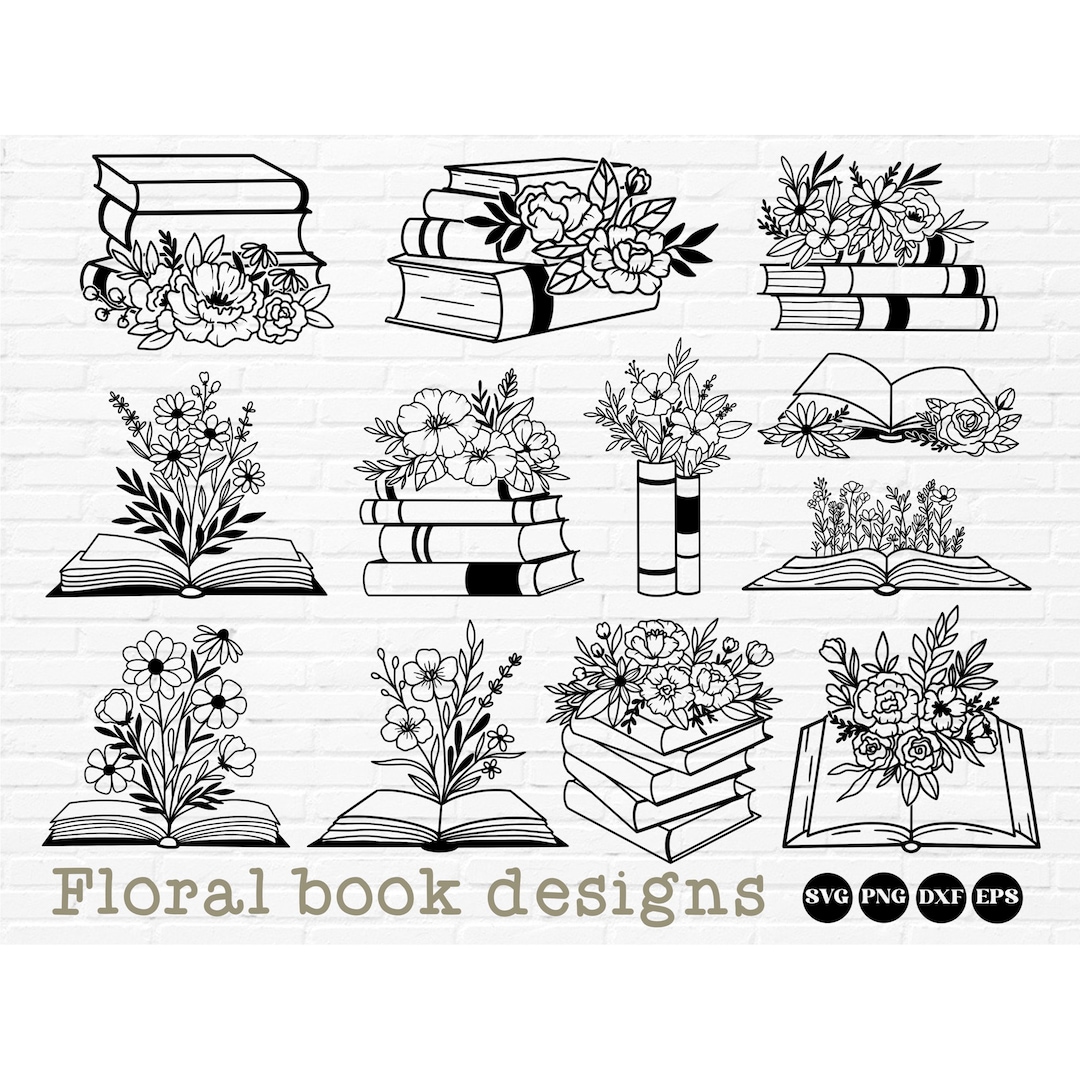 Floral Book Svg, Book Svg, Reading Svg, Book With Flowers Svg, Floral ...
