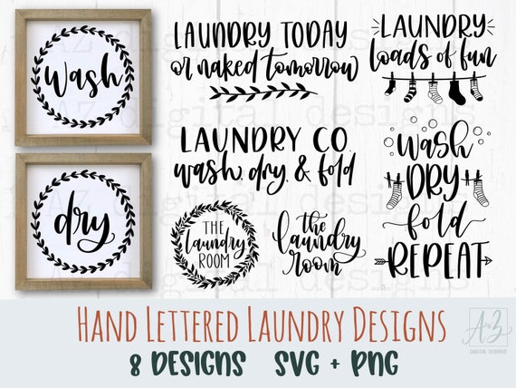 Laundry Svg Bundle Hand Lettered Laundry Room Sign Svg - Etsy