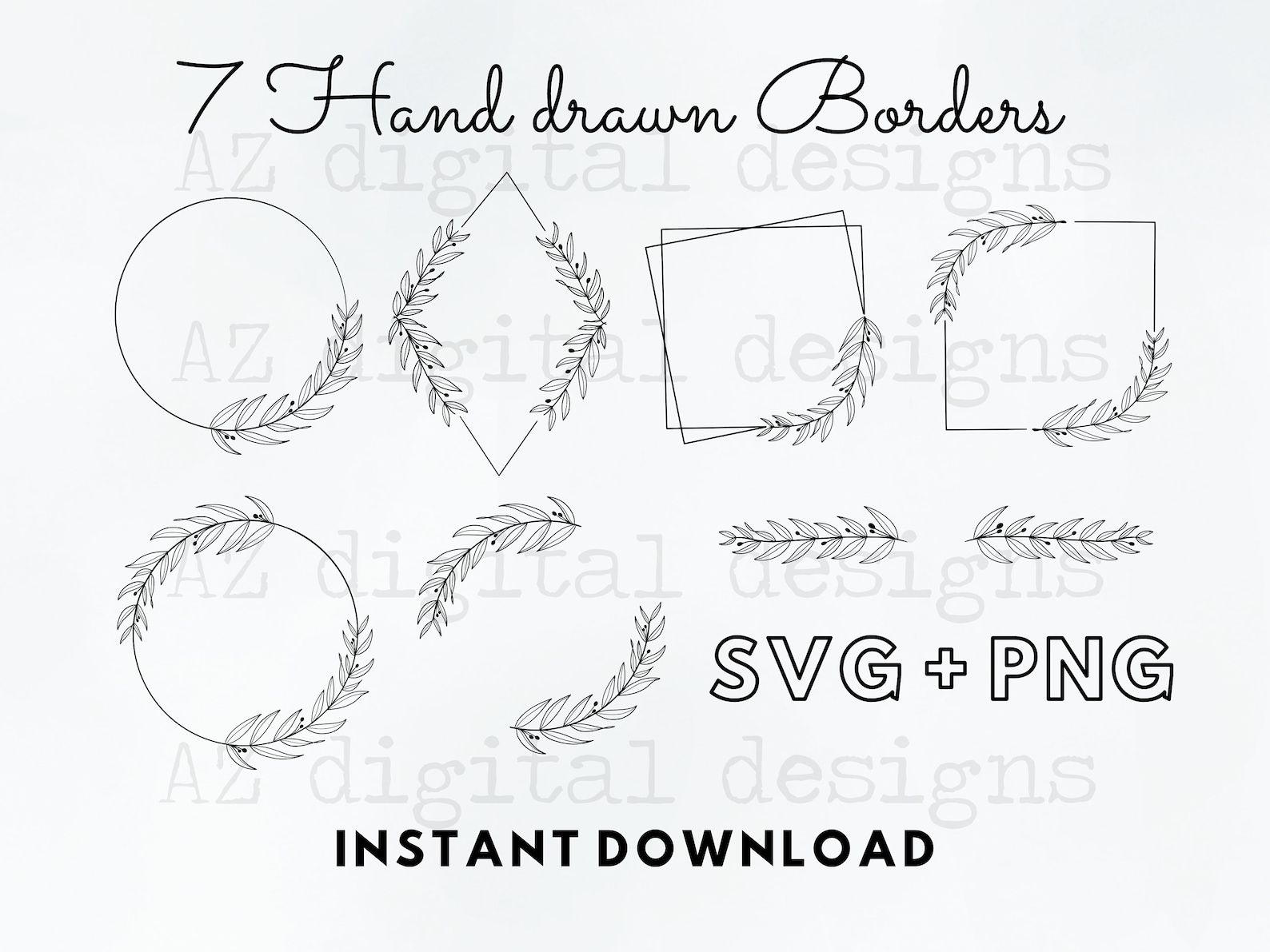 Greenery Wreaths Bundle Svg Floral Frames Svg Bundle - Etsy