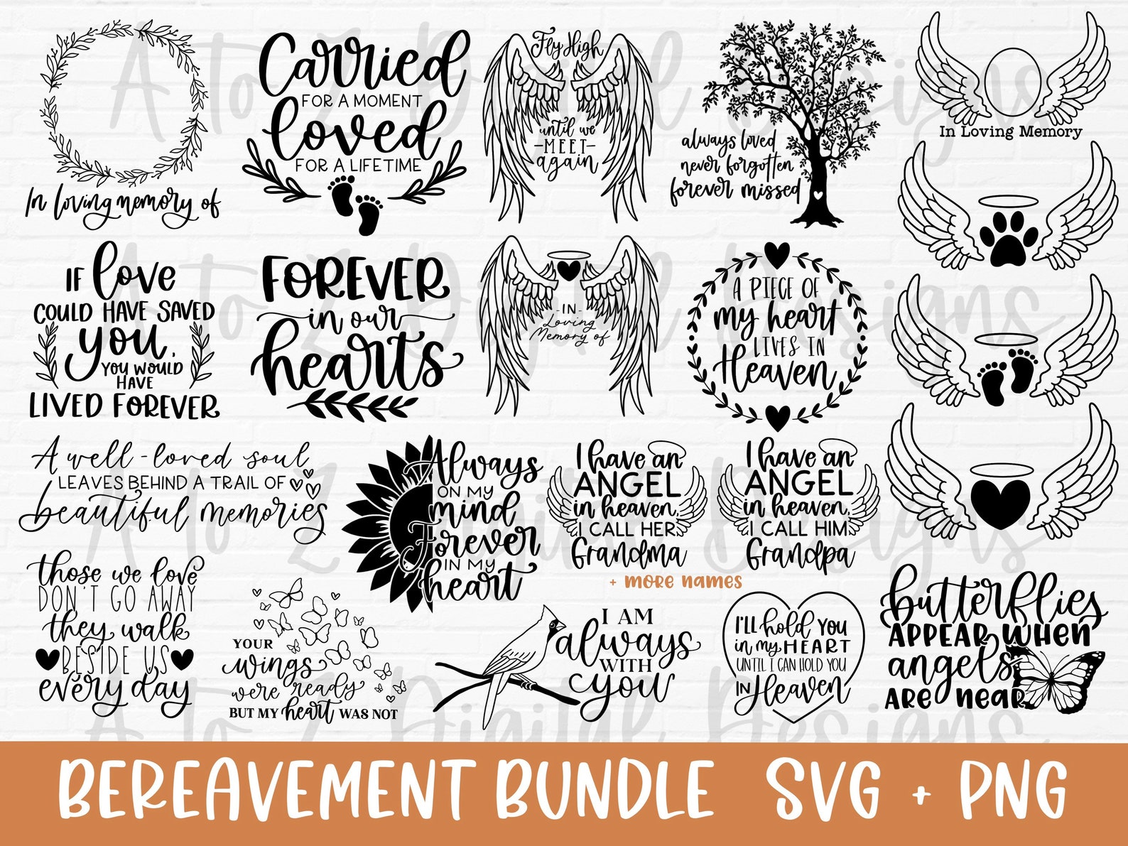 Memorial Svg Bundle 27 Designs | Bereavement Svg | Angel in Heaven Svg ...