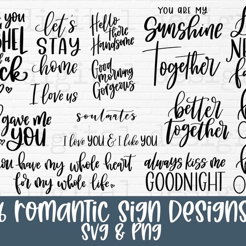 Bedroom Sign Svg Bundle Hand Lettered Romantic Sign Svg | Etsy