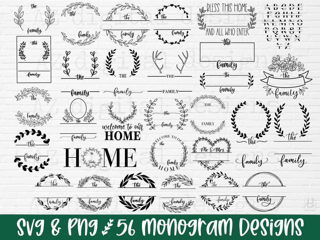 Family Name Monogram Svg Bundle Monogram Svg Split - Etsy