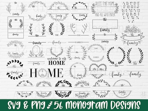 Family Name Monogram Svg Bundle Monogram Svg Split - Etsy