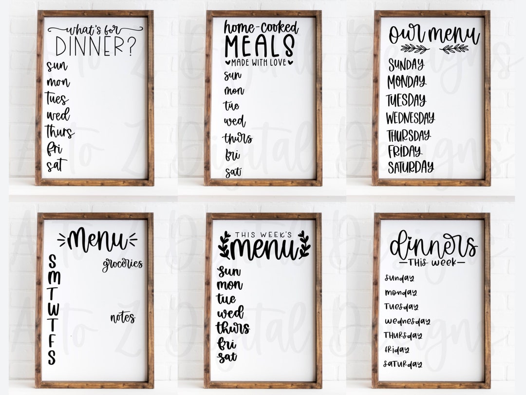 Menu Svg Weekly Menu Svg Menu Board Svg Kitchen Svg Menu - Etsy
