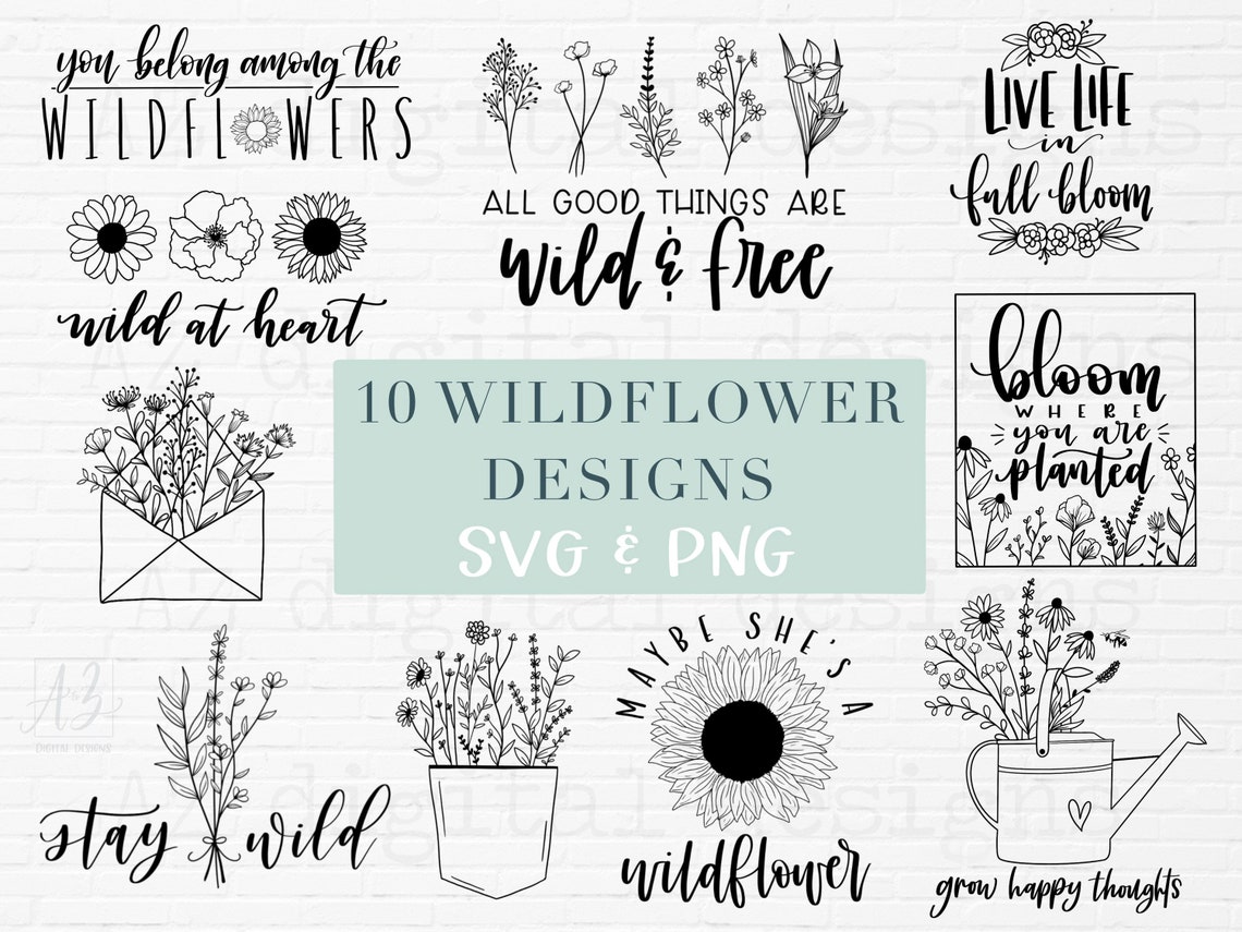 Wildflower Svg Wildflower Svg Bundle Hand Lettered - Etsy