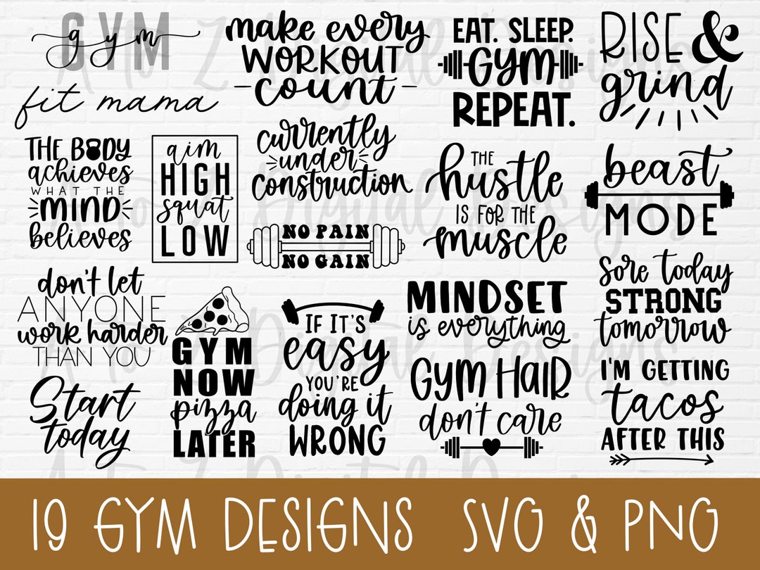Workout Svg | Gym Svg Bundle | Fitness Svg | Exercise Svg ...