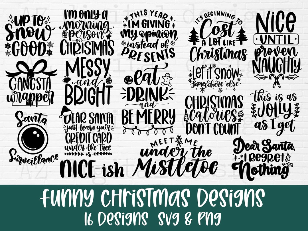 Funny Christmas Svg Bundle Hand Lettered | Christmas Svg | Santa Svg ...
