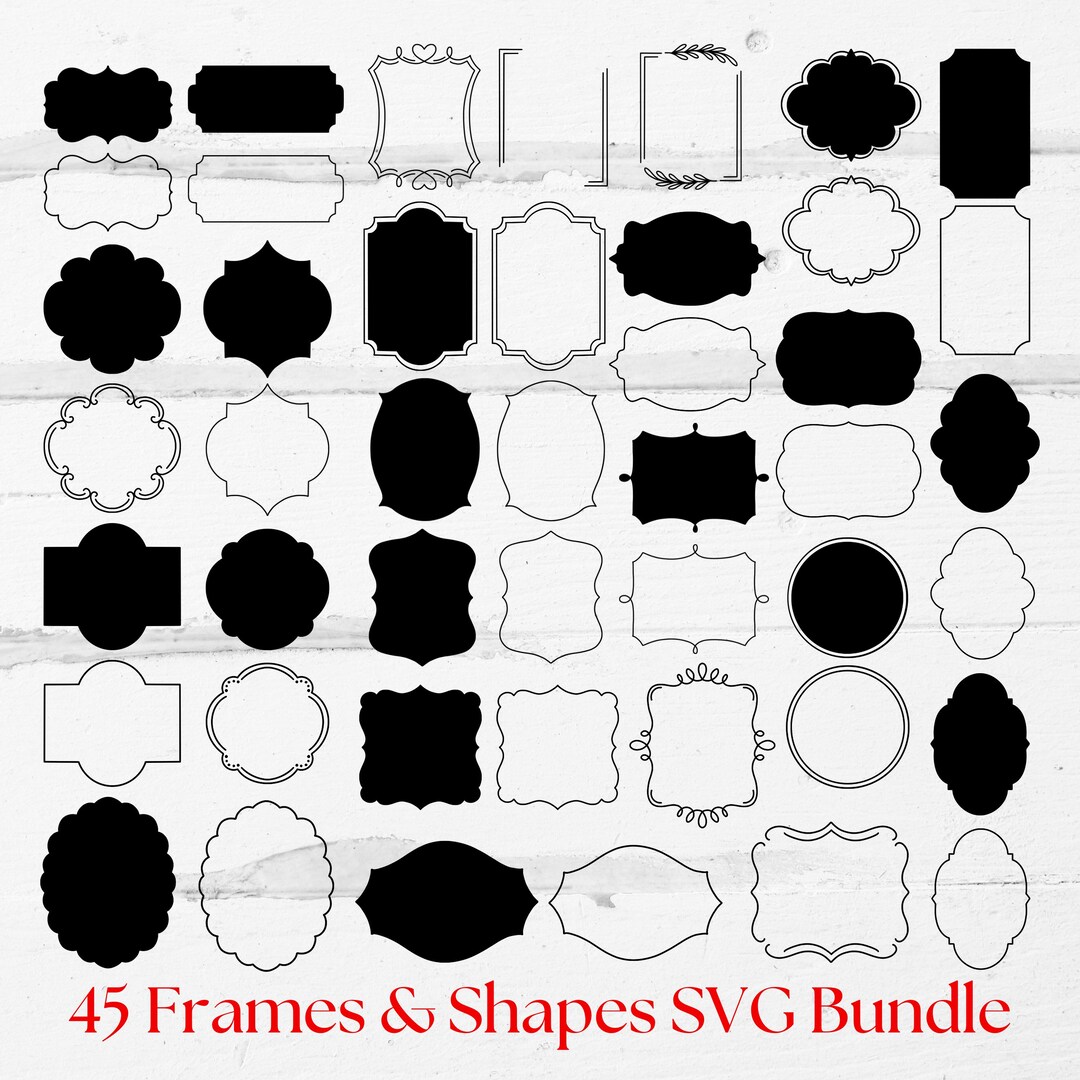 Label Frame Shapes Svg, Vintage Frames Svg, Rectangle Frame Svg, Wreath ...