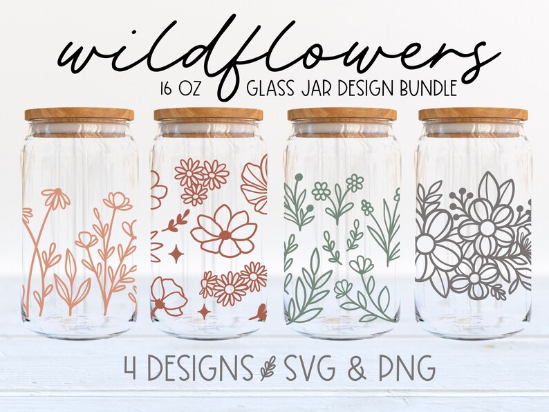 Wildflower Glass Can Svg Glass Can Svg Wild Flower Svg - Etsy