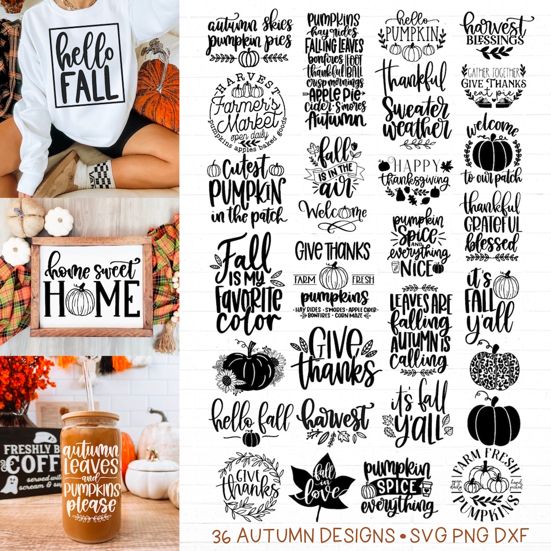 Fall Svg | Fall Svg Bundle Hand Lettered | Autumn Svg | Thanksgiving ...
