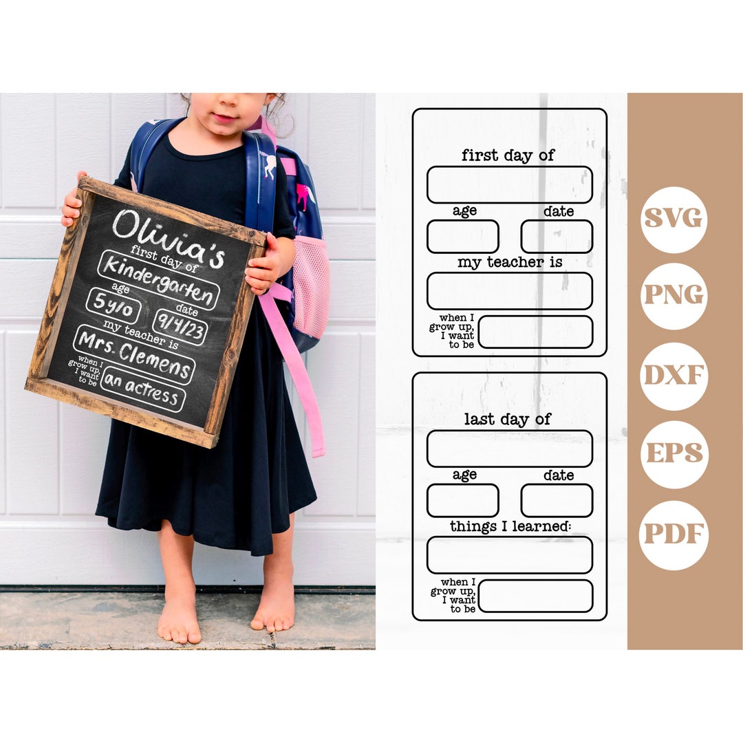 Simple First Day of School Sign Svg, Last Day of School Sign Svg, Laser ...