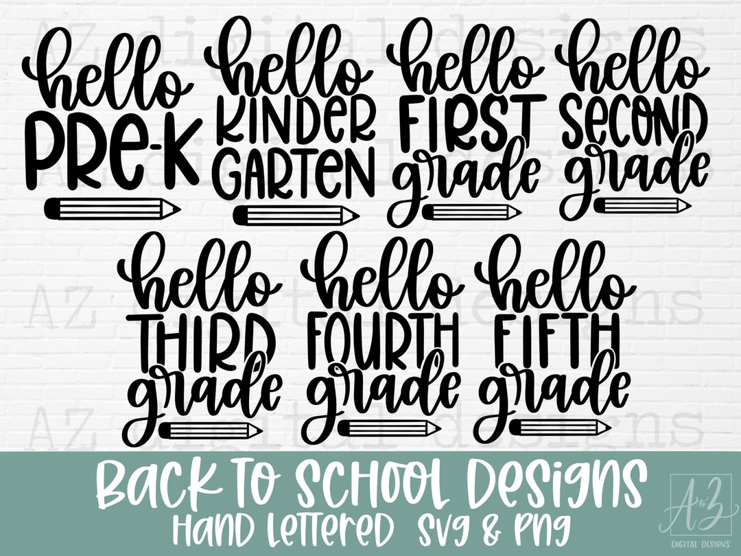 Back to School Shirts Svg Bundle Hand Lettered | First Day of School ...