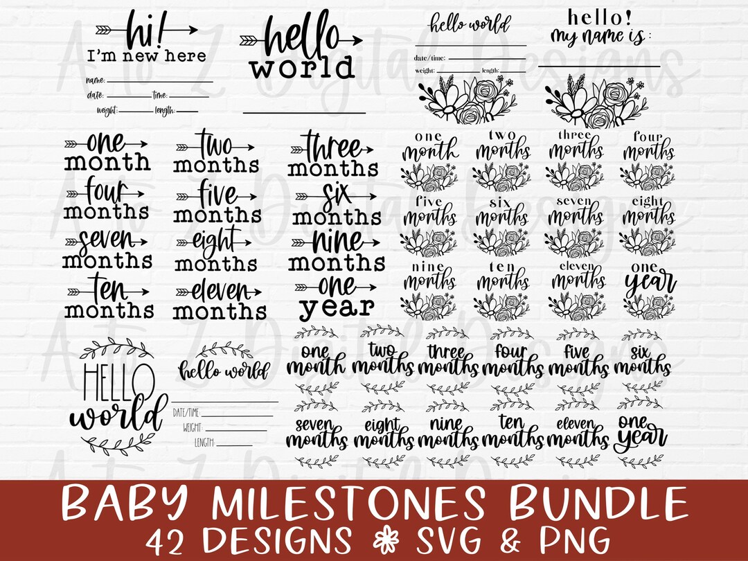 Baby Milestone Rounds Svg | Baby Announcement Svg | Hello World Svg ...