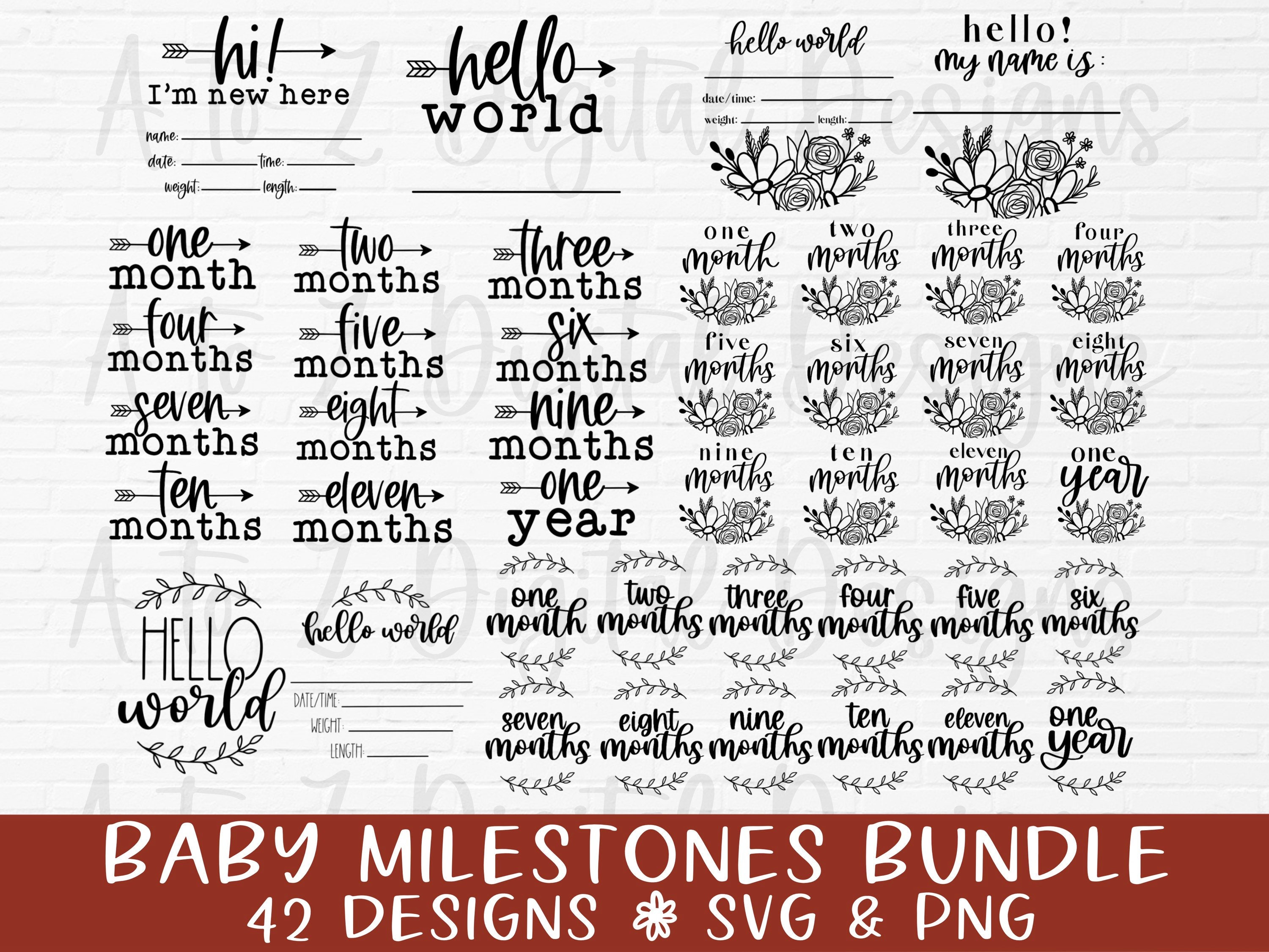 Baby Milestone Rounds Svg Baby Announcement Svg Hello - Etsy