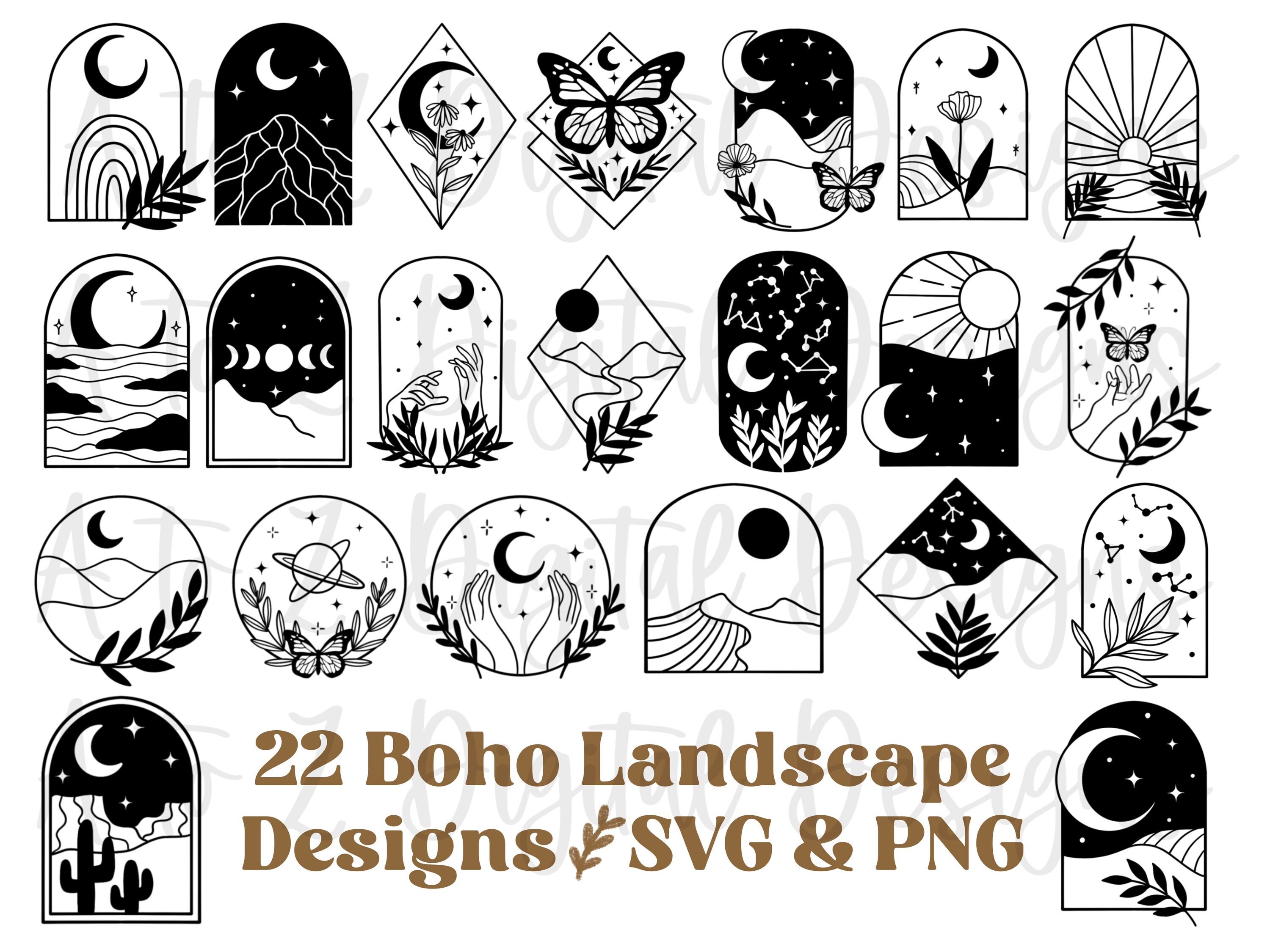 22 Mountain Svg Boho Svg Boho Landscape Svg Flower Svg - Etsy UK