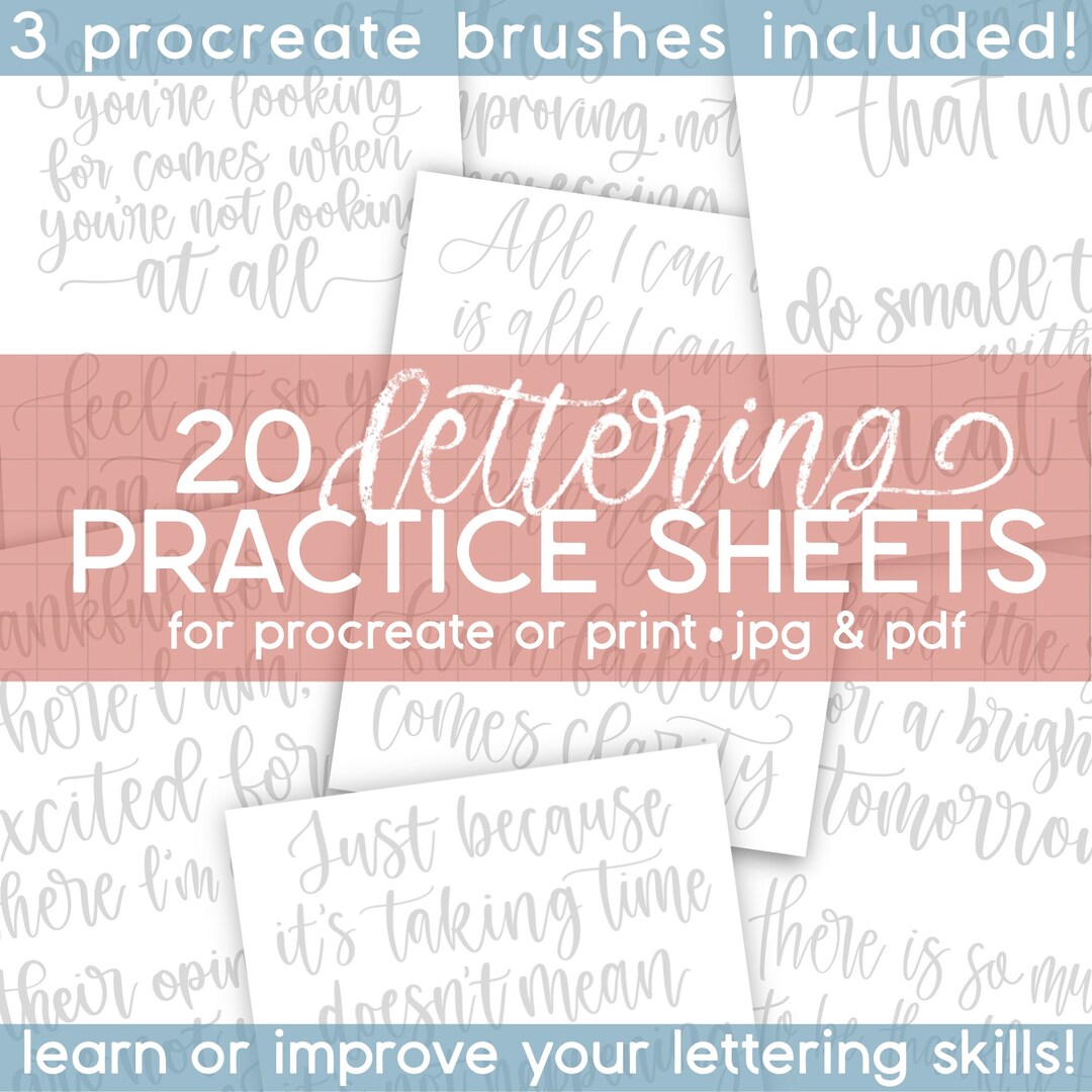 Hand Lettering Practice Sheets for Procreate, Lettering Practice ...