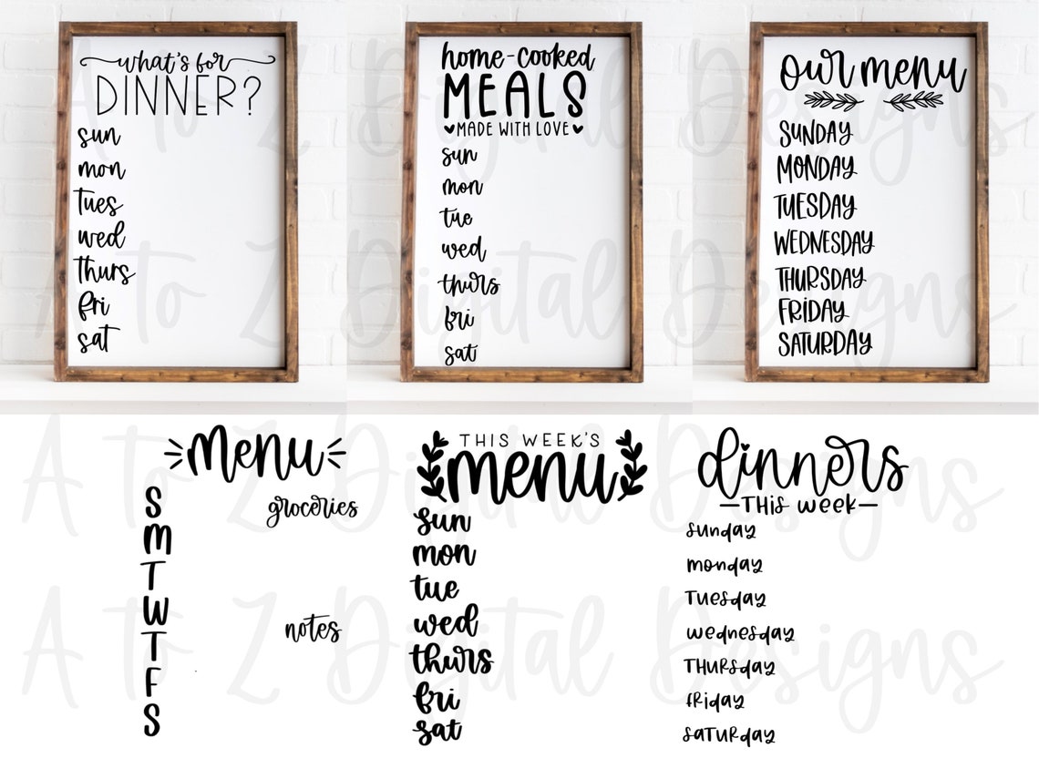Menu Svg Weekly Menu Svg Menu Board Svg Kitchen Svg Menu - Etsy UK