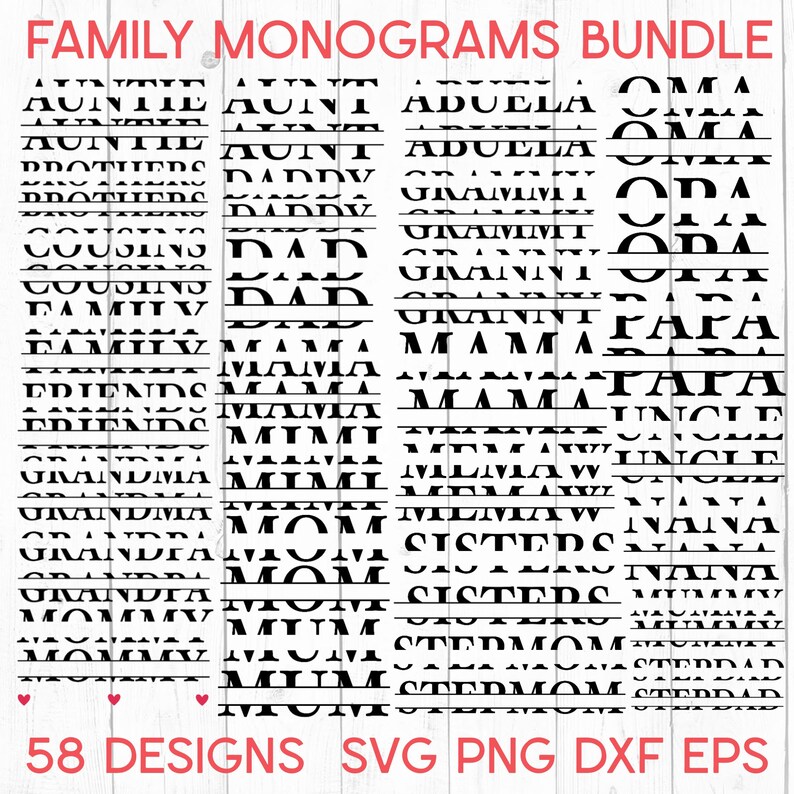 Family Name Monogram Svg Bundle, Mama Monogram Svg, Family Monogram Svg ...